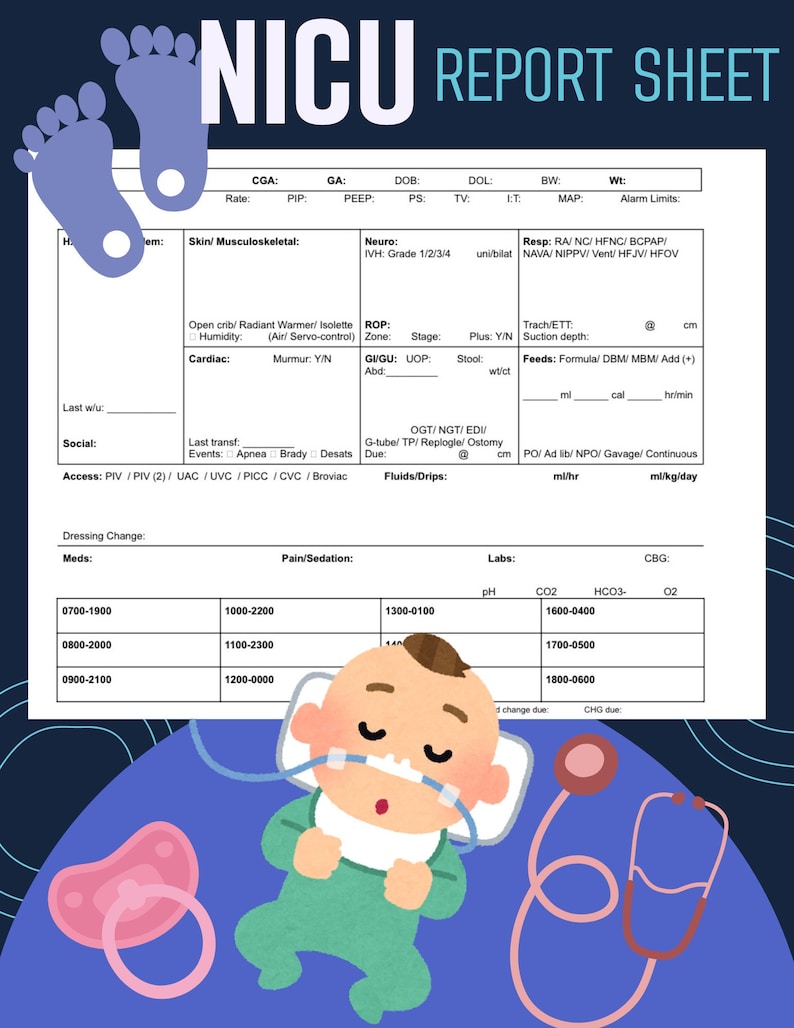 NICU Nursing Report Sheet - Etsy