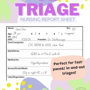 OB Triage Report Sheet - Etsy