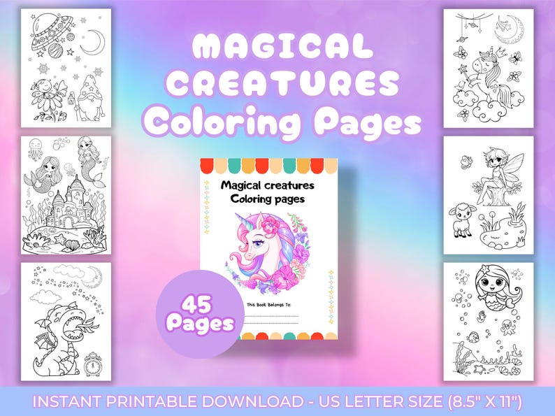 Magical Creatures Coloring Pages | Unicorn, Fairy, Mermaid, Dragon ...