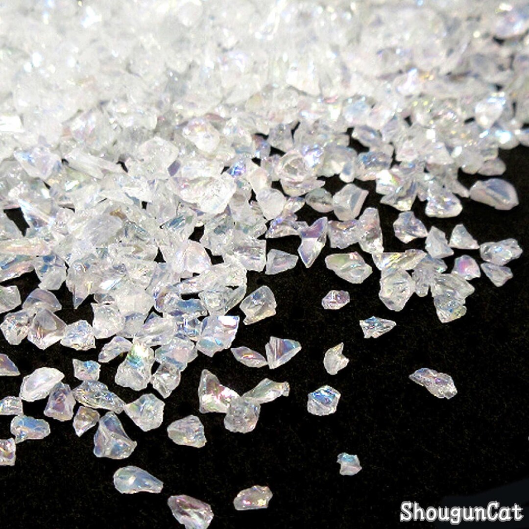 20g Crushed Glass Clear Aurora Cullet Very Tiny Size 1.5-4mm Glass ...