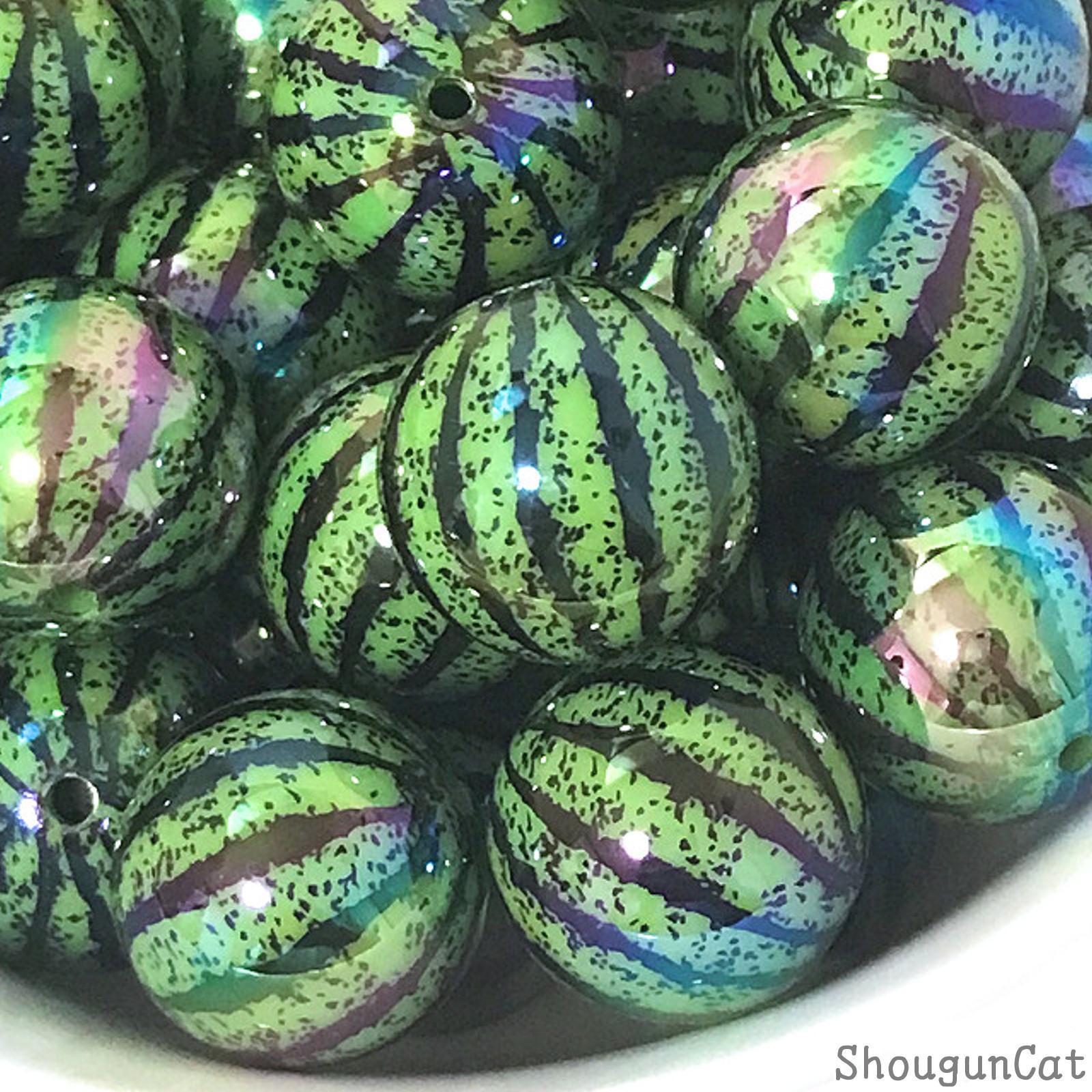 6pcs Watermelon Beads 20mm Green Aurora Watermelon Decor Beads for ...