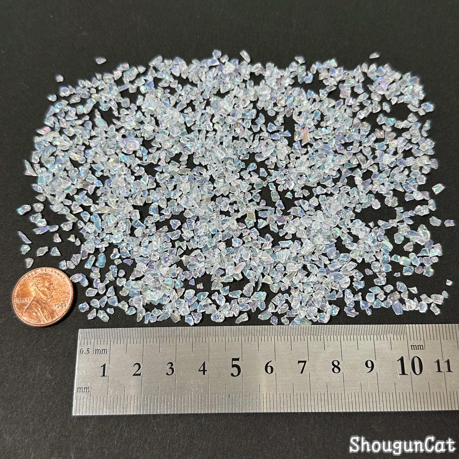 20g Crushed Glass Clear Aurora Cullet Very Tiny Size 1.5-4mm Glass ...