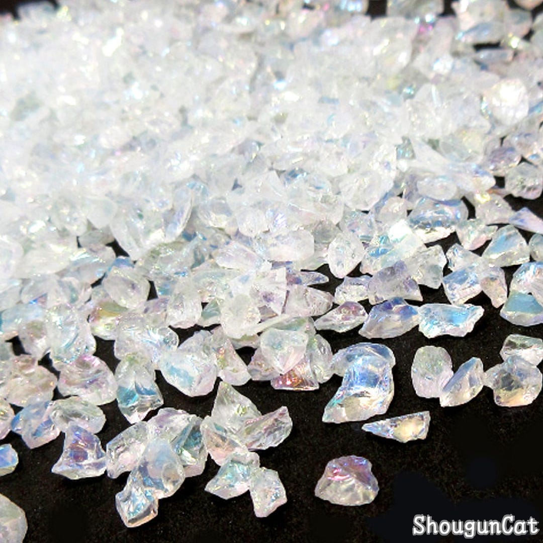 20g Crushed Glass Clear Aurora Cullet Very Small Size 3-6mm Glass Chips ...