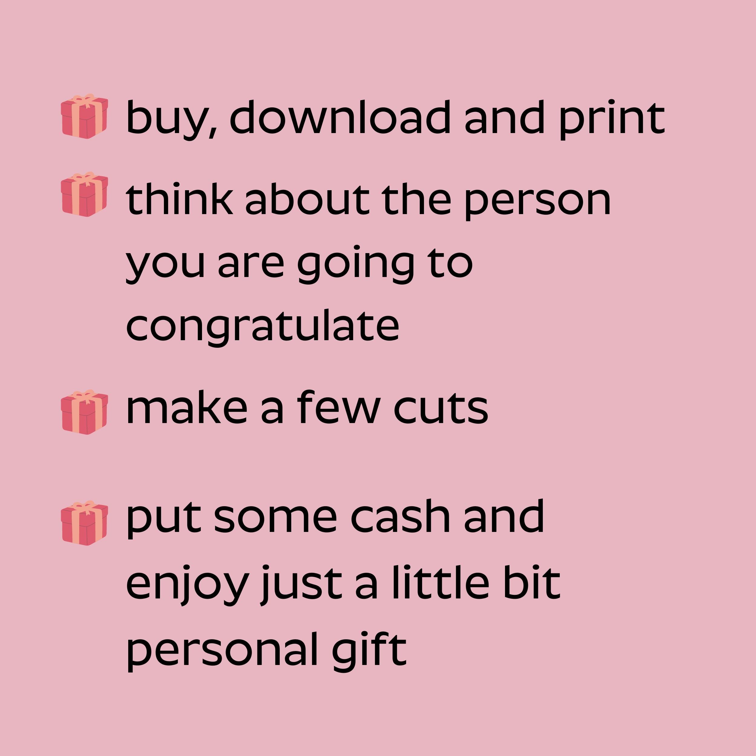 12 Printable Pink Cards for Cash / Money Holder / Cash Gift / Money ...