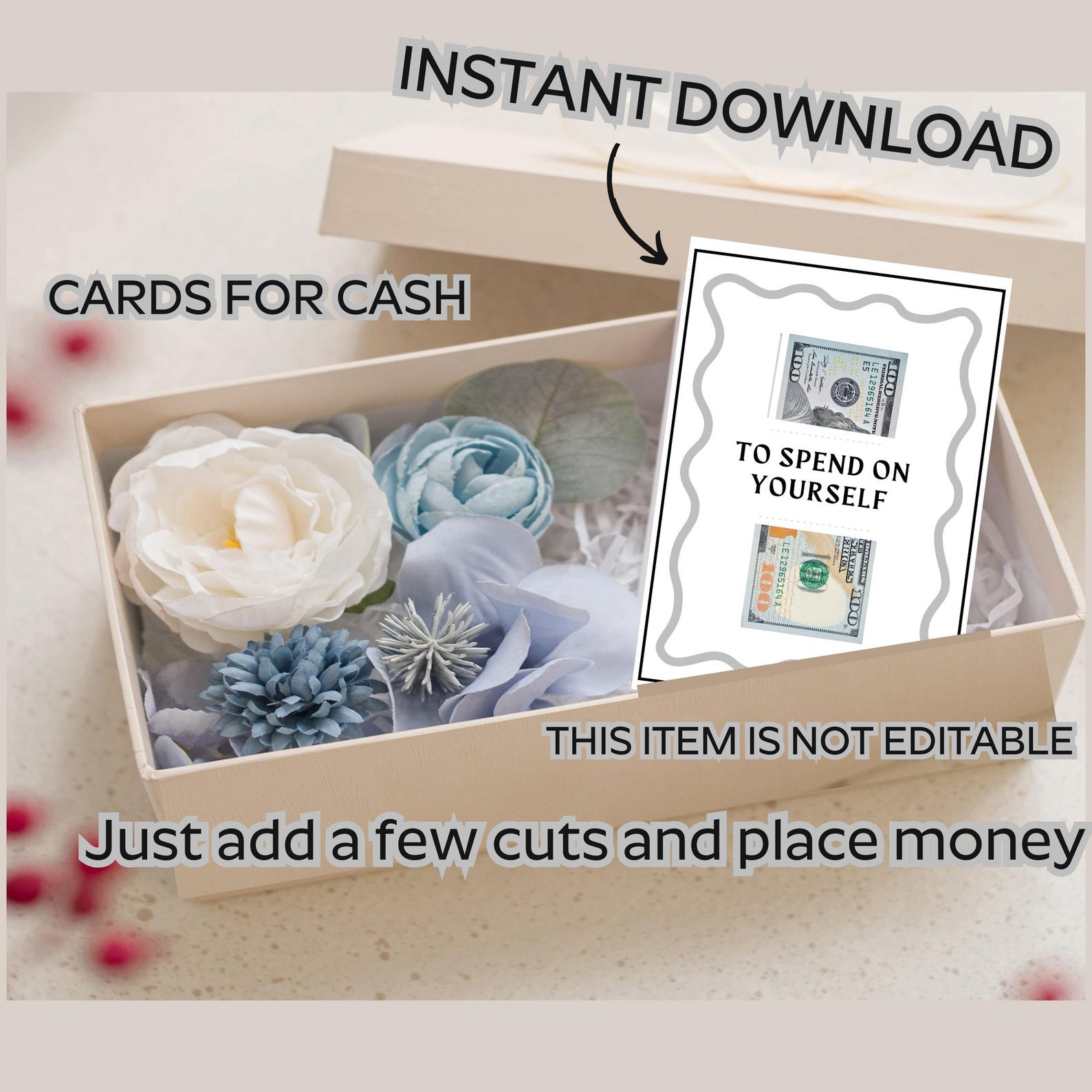 12 PRINTABLE Gift Cards for Cash / GIFT IDEA in 10 Minutes / Money ...