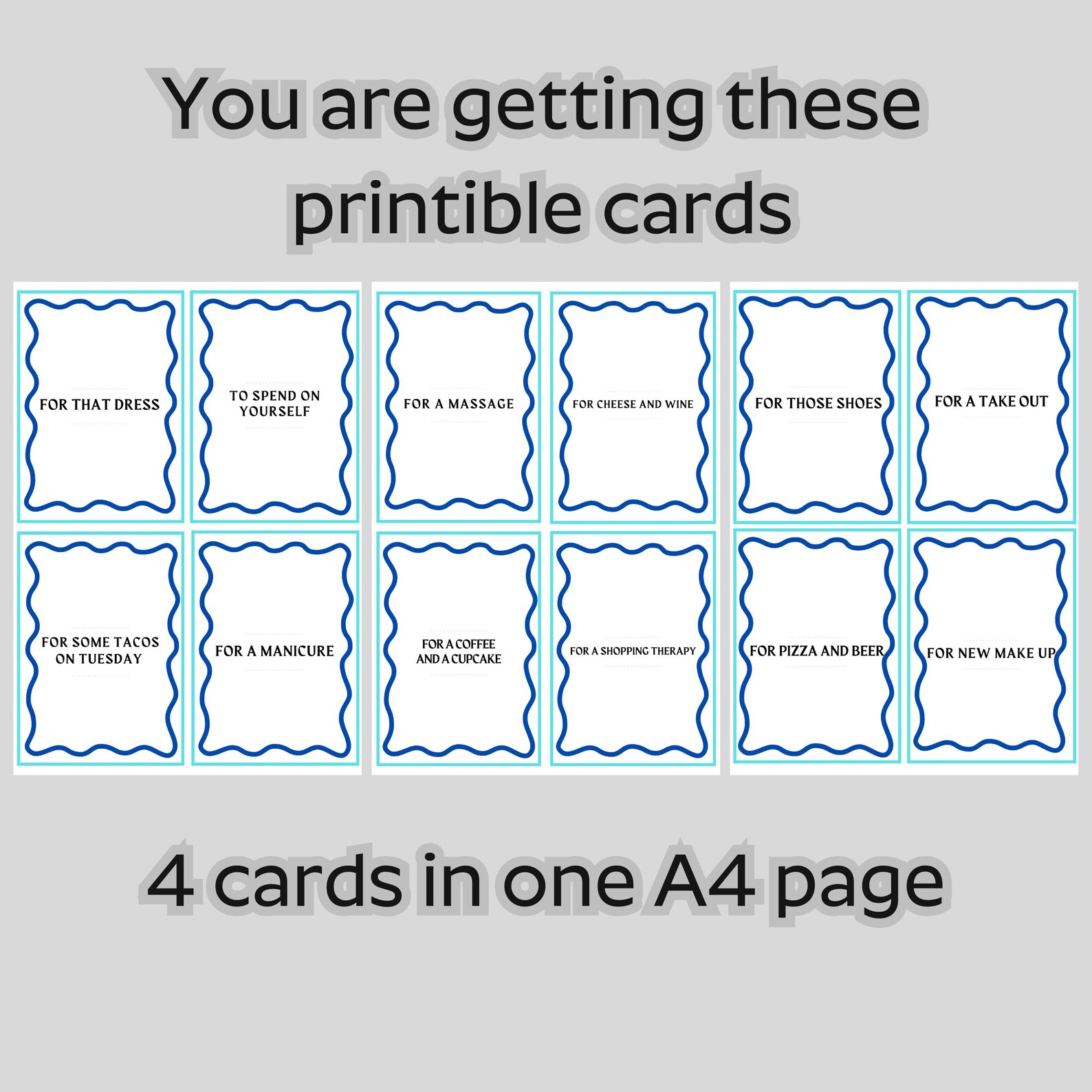 12 Printable Cards for Cash / Gift Idea / Money Cards / Gift Cards ...