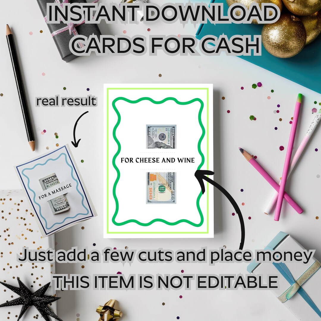12 Printable Cards for Cash / Money Holder / Gift Cards / Gift Idea ...