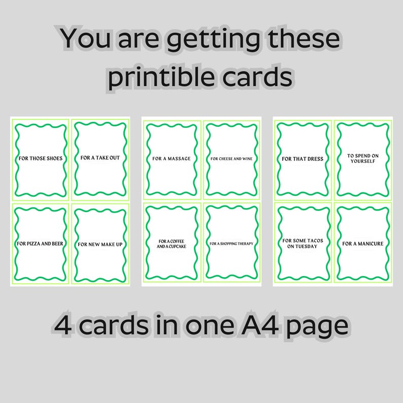 12 Printable Cards for Cash / Money Holder / Gift Cards / Gift Idea ...