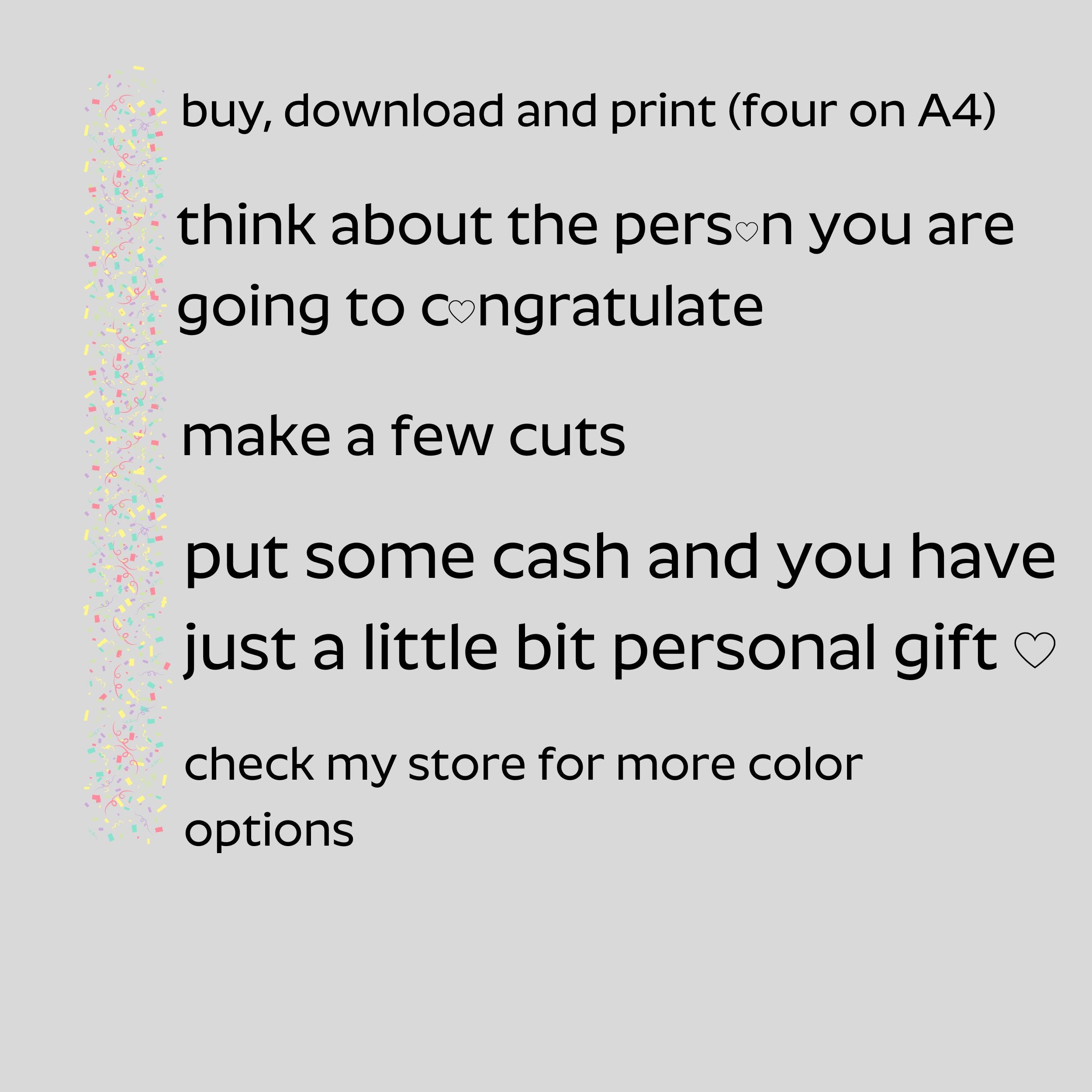 12 Printable Cards for Cash / Money Holder / Gift Cards / Gift Idea ...