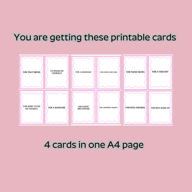 12 Printable Pink Cards for Cash / Money Holder / Cash Gift / Money ...