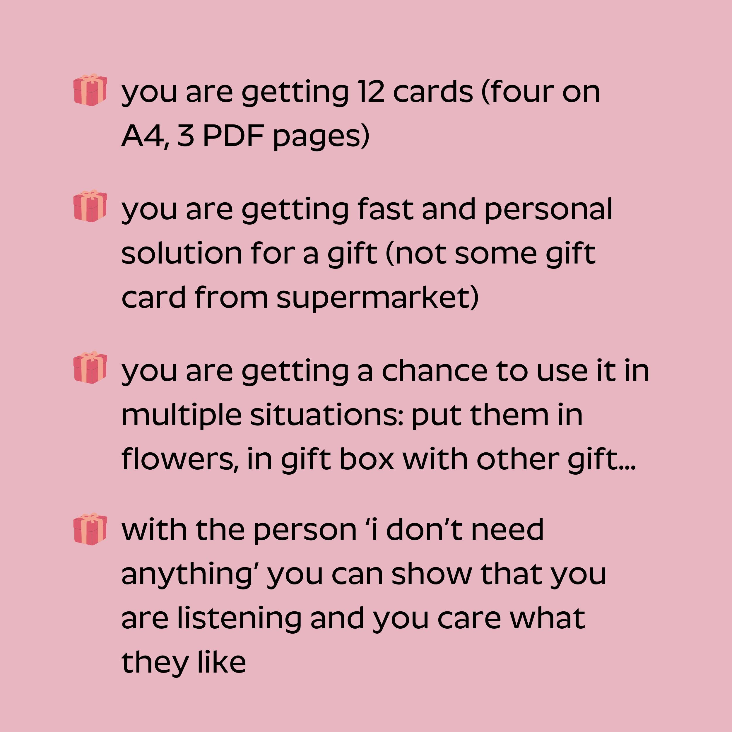 12 Printable Pink Cards for Cash / Money Holder / Cash Gift / Money ...