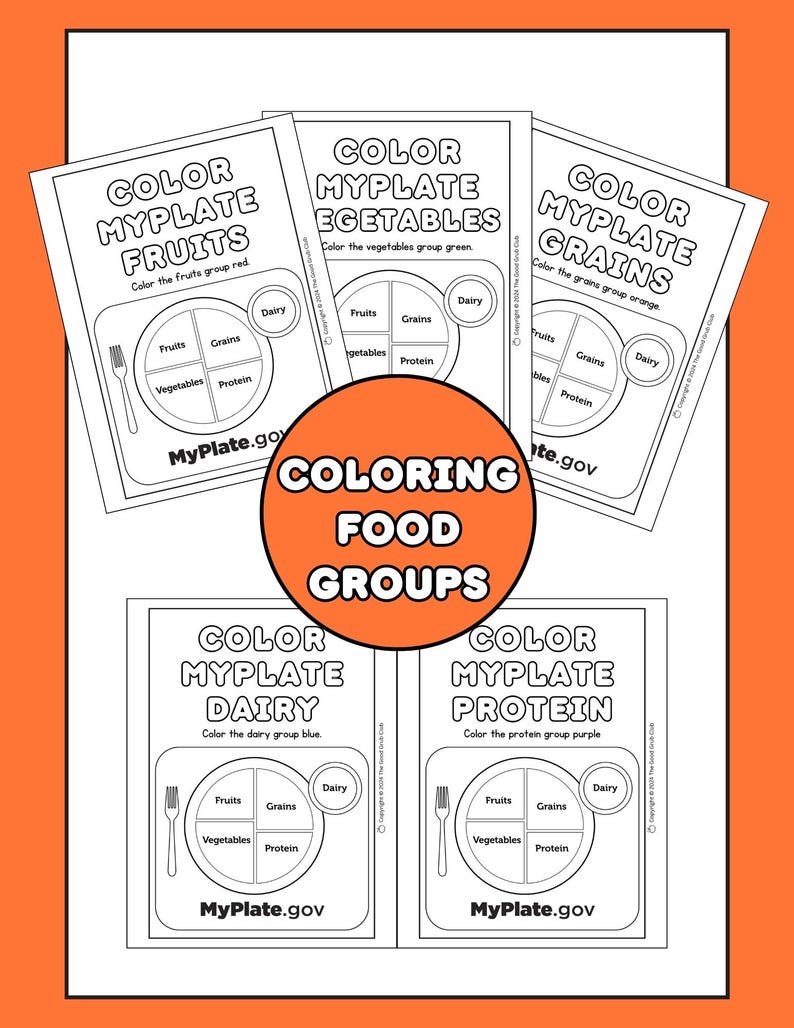 Myplate Food Groups Activity Sheets | Nutrition Printables | 28 Sheets ...