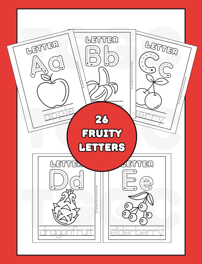 The Fruity Alphabet & More Fruits Group: Kids Coloring and Activity ...