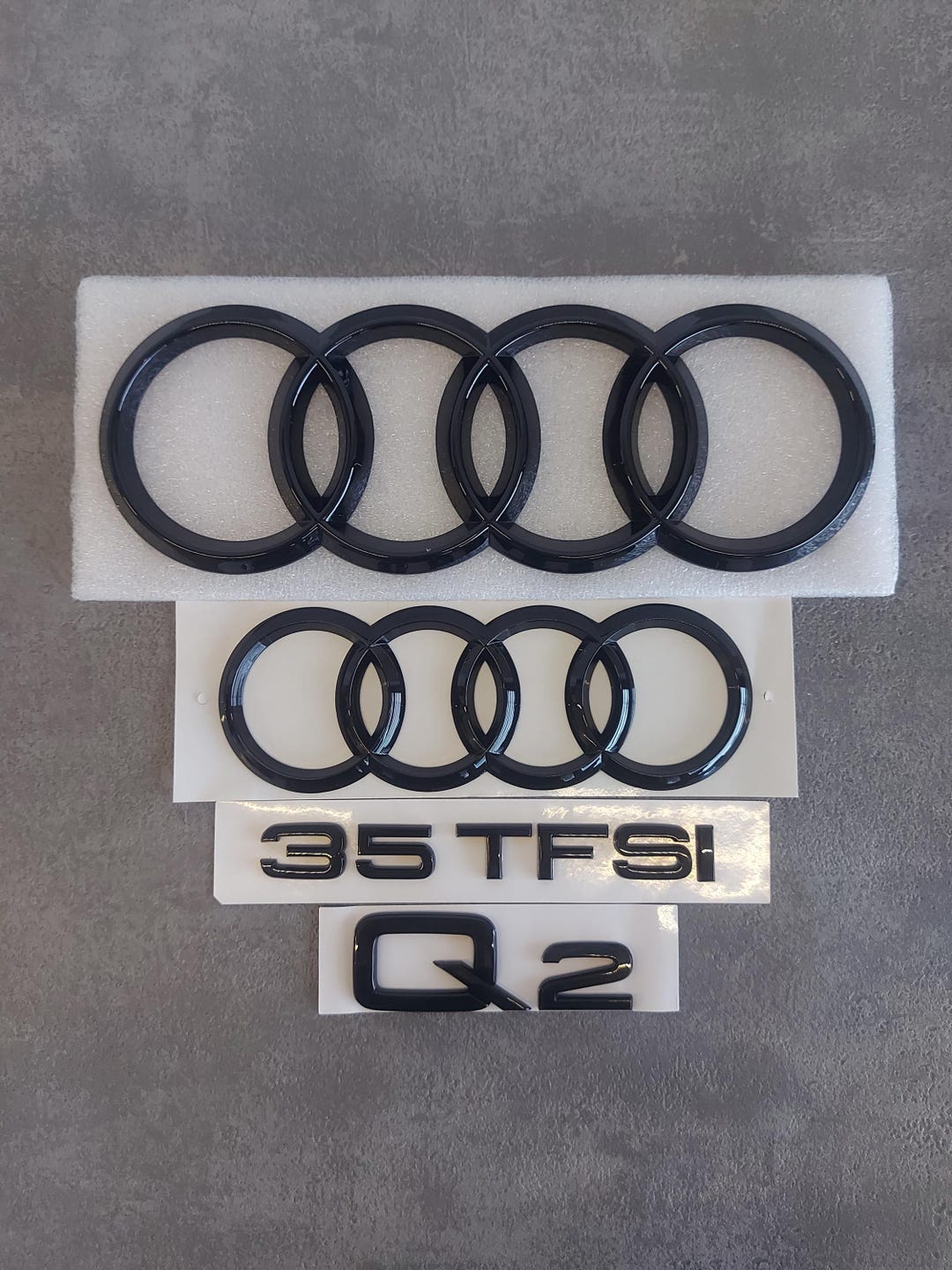 Q2 Emblem Set, 35 TFSI Full Badges Package for Audi Q2 Black Glossy New ...