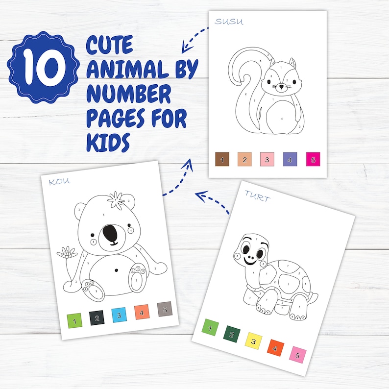 10 Paint by Number Pages for Kids, Activity Book for Boys, Girls ...