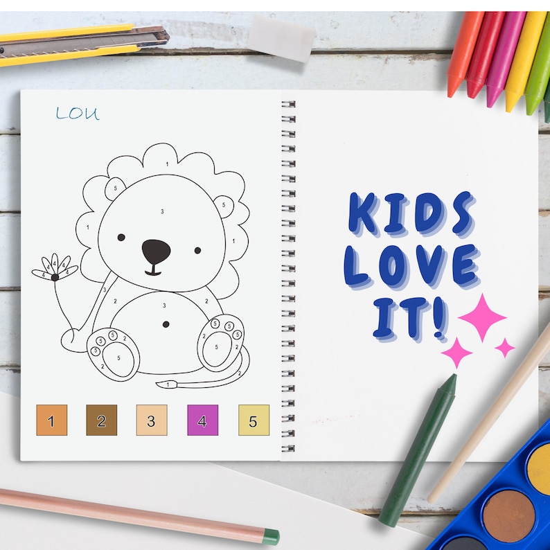 10 Paint by Number Pages for Kids, Activity Book for Boys, Girls ...