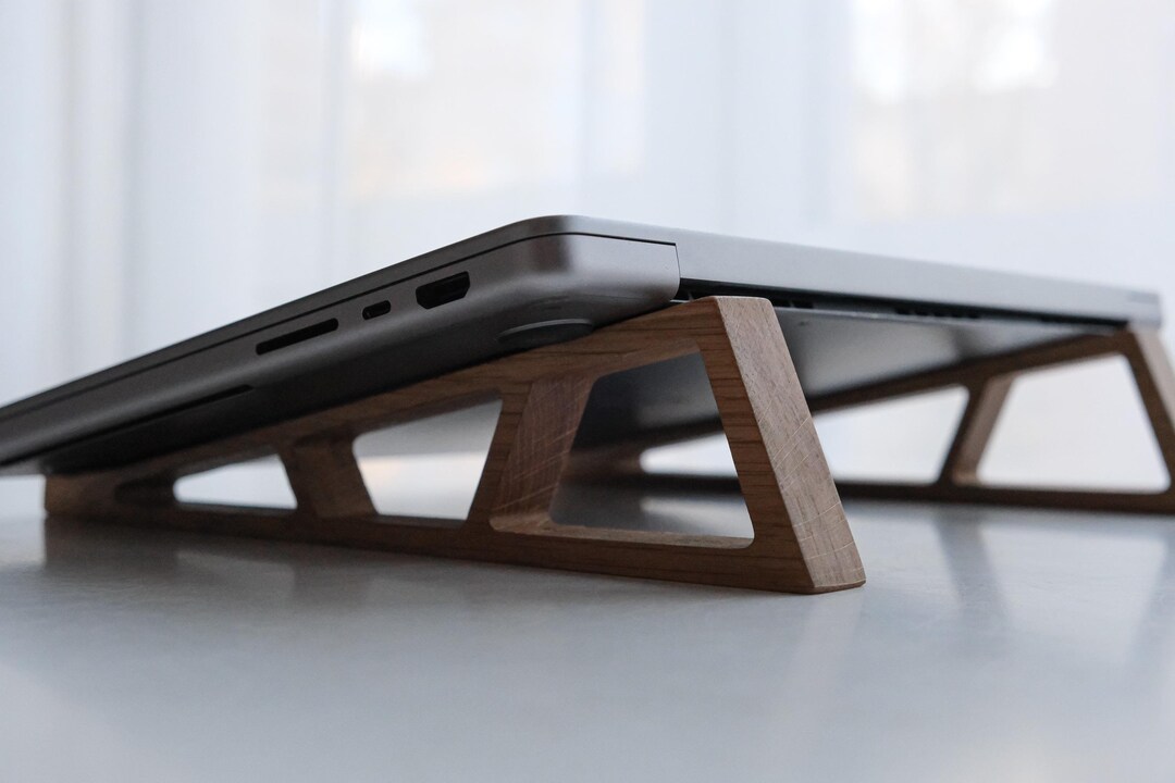 Modern Laptop Stand With Industrial Style | Wooden Laptop Riser ...