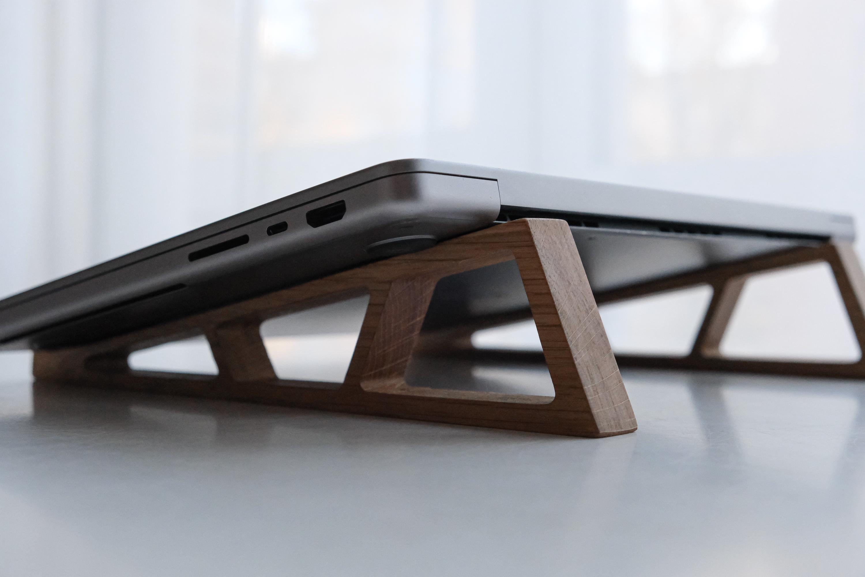 Modern Laptop Stand With Industrial Style | Wooden Laptop Riser ...