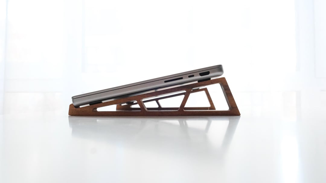 Modern Laptop Stand With Industrial Style | Wooden Laptop Riser ...