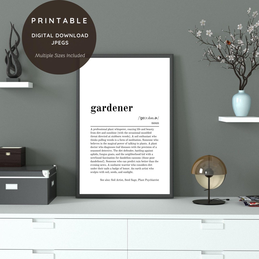 Gardener Dictionary Definition Printable Wall Art Birthday, Work ...