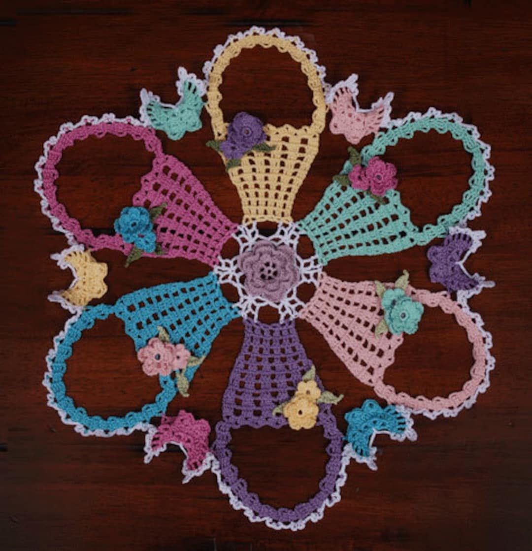 0775 Easter Basket Doily Crochet Pattern - Etsy