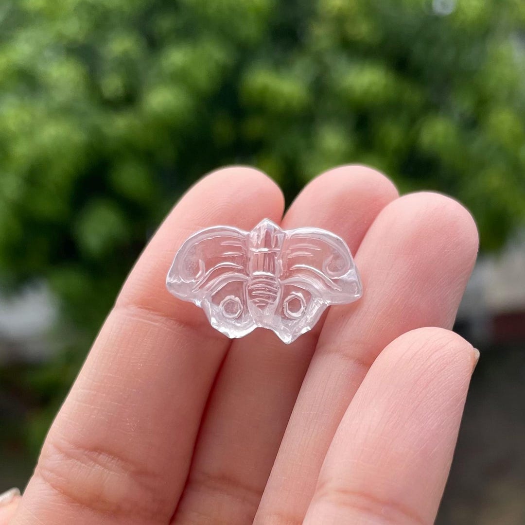 Rare Quartz Butterfly Carving, Moth Crystal Carving, Hand Carved ...