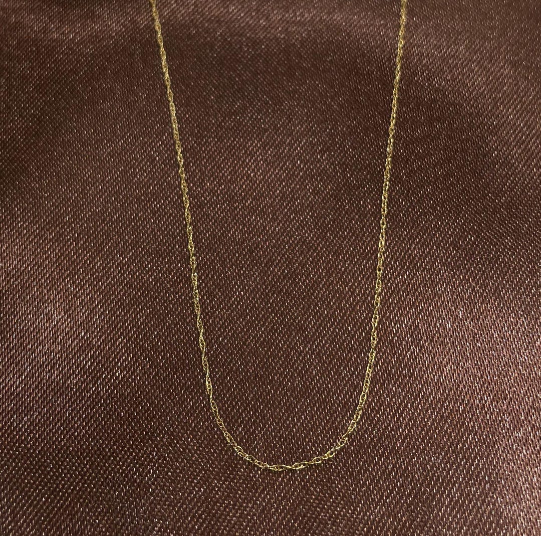 14K Solid Gold Rope Chain Necklace, Thin Gold Necklace, Genuine 14KT ...
