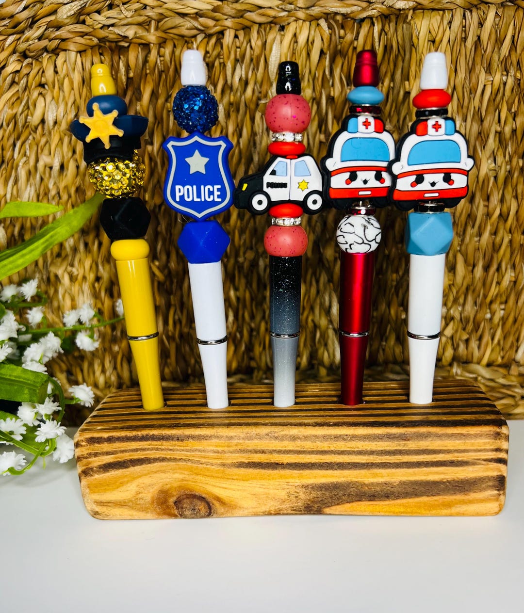 First Responder Beaded Ballpoint Pen, Police Hat Pen, Police Badge Pen ...