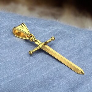 14k Solid Gold Small Sword Pendant, Gold Sword, Unisex Gold Sword ...