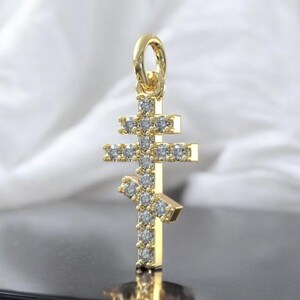 Diamond Orthodox Cross Necklace, 14k Gold Dainty Diamond Orthodox Cross ...