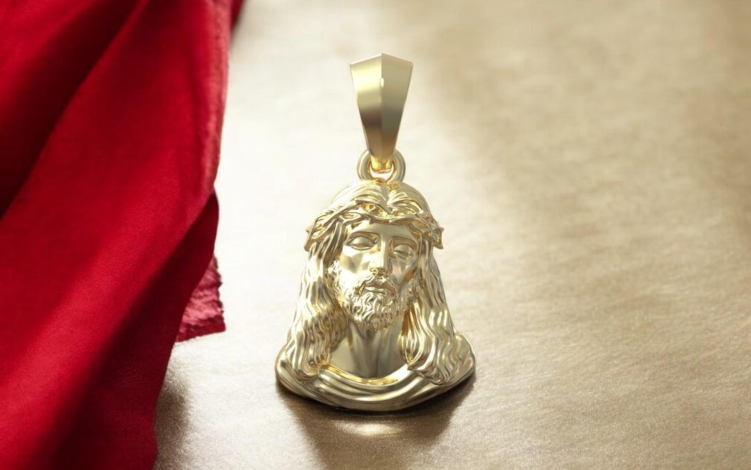 14K Solid Gold 3D Jesus Pendant, 6.25 Grams 14k Solid Gold Jesus ...
