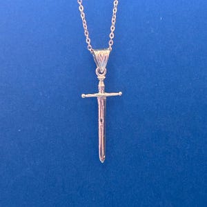 14k Solid Gold Small Sword Pendant, Gold Sword, Unisex Gold Sword ...