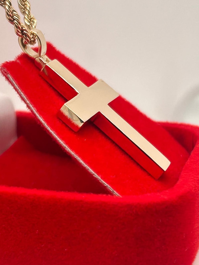 14k/18k Solid Gold Thick Box Cross Pendant 10 Grams – Bold Unisex ...