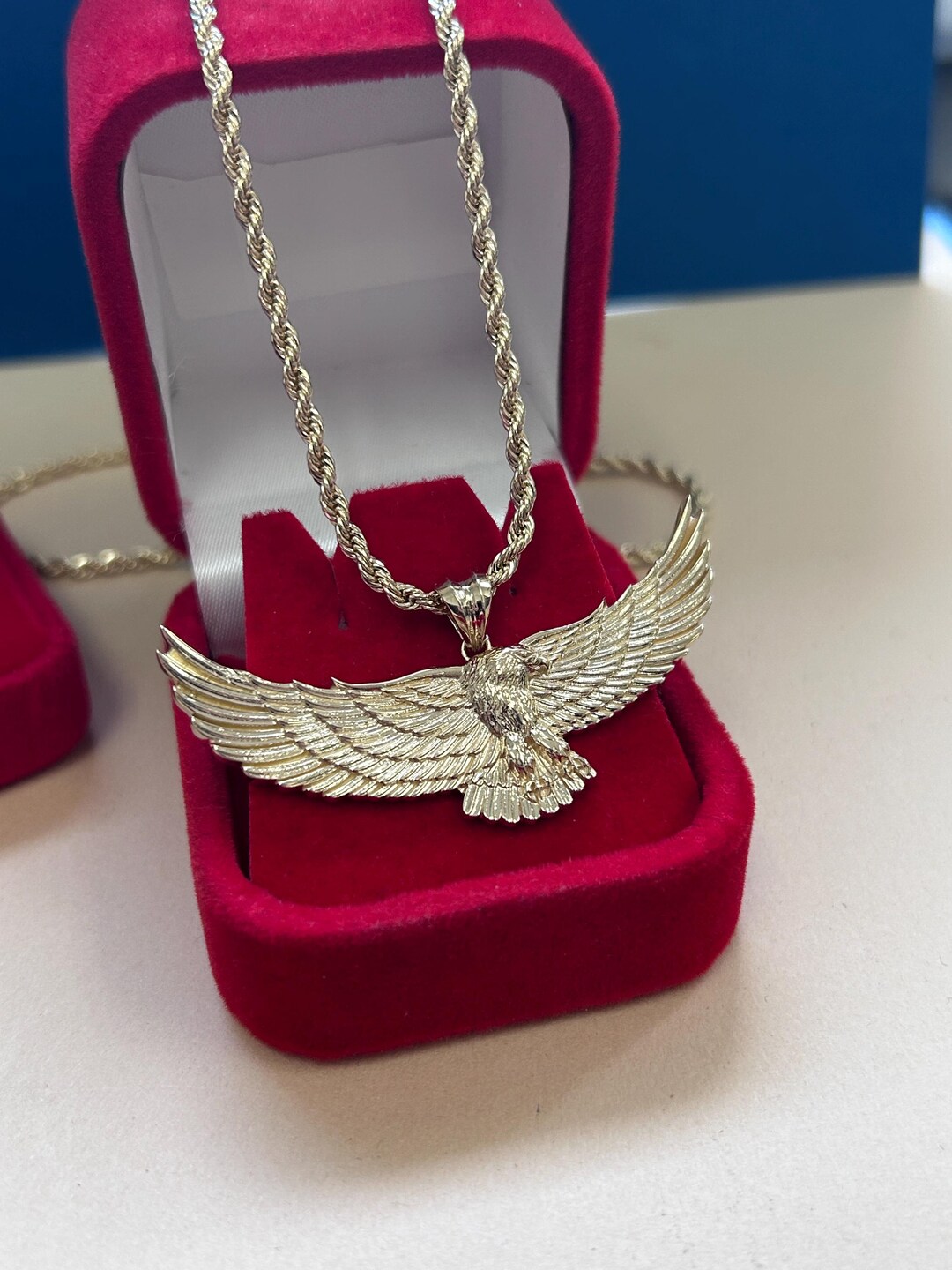 14K Solid Gold Eagle Pendant, Gold Eagle Pendant, Stylish Eagle Gold ...