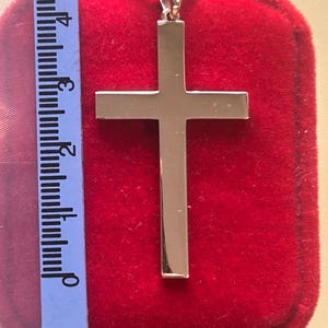 18K Solid Gold Thick Plain Cross Pendant 40mm X 24mm – Minimalist ...