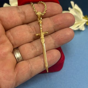 14k Solid Gold Sword Pendant, Unique Sword Pendant, Unisex Sword Gold ...