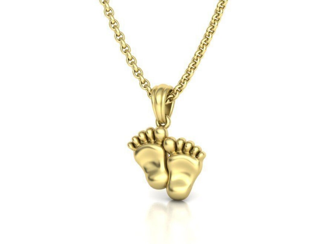14K Solid Gold Baby Feet Pendant, Baby Feet Jewelry, Birth Gift, Baby ...