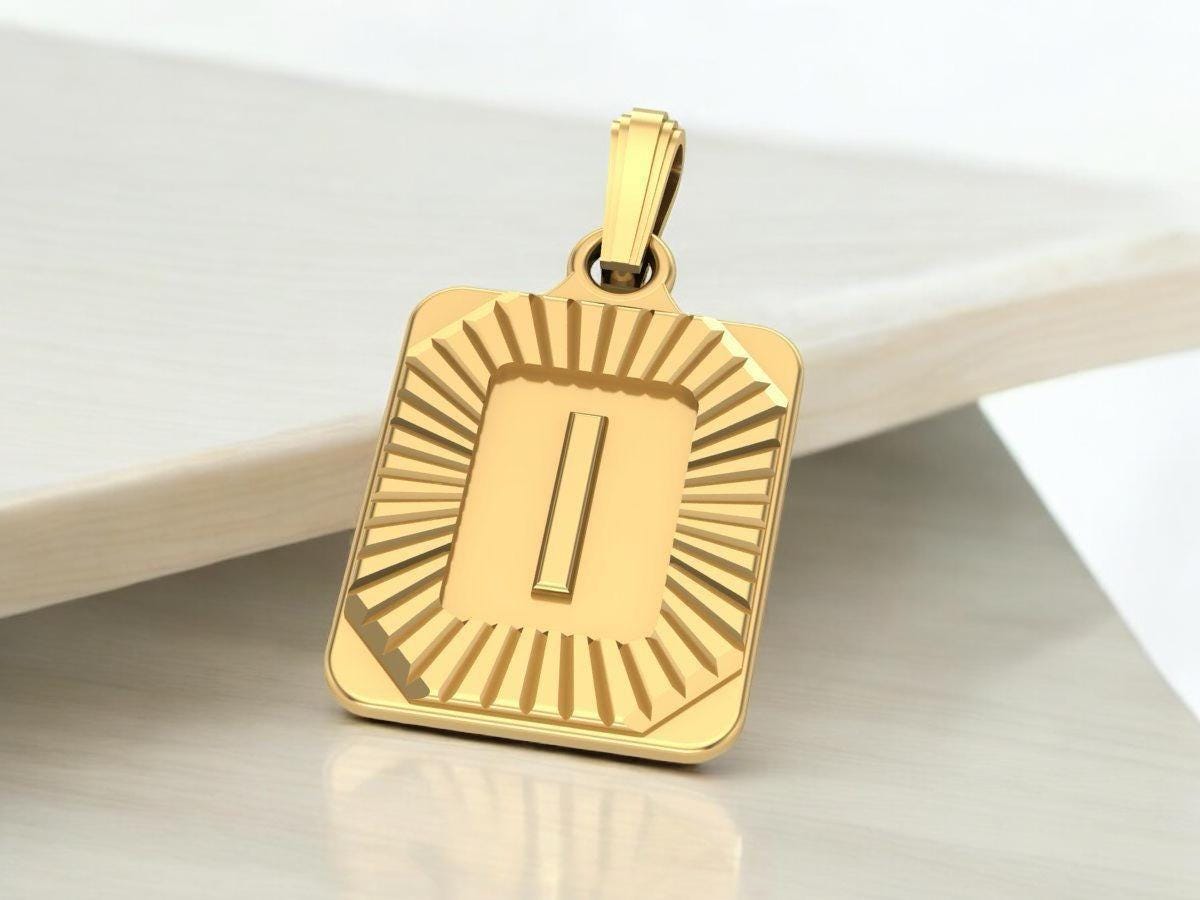14K Solid Gold Initial Pendant, 4 Grams Gold Letter Initial, 20mm X ...