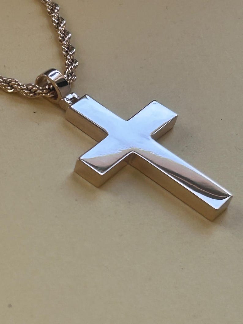 14k/18k Solid Gold Thick Box Cross Pendant 10 Grams – Bold Unisex ...