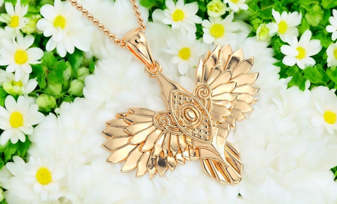 14K Solid Gold Celtic Raven Pendant, 10 Grams 14k Gold Raven Pendant ...