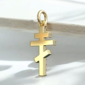 Diamond Orthodox Cross Necklace, 14k Gold Dainty Diamond Orthodox Cross ...