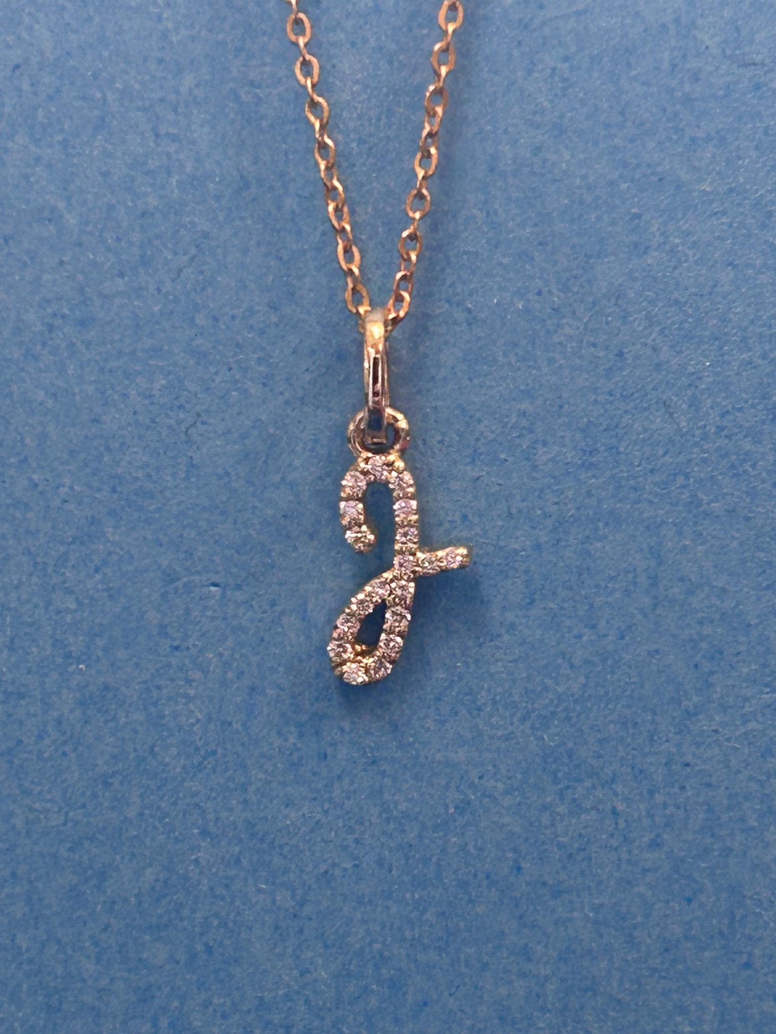 14K, 18K Solid Gold Diamond Initial J Necklace, Diamond Personalized ...