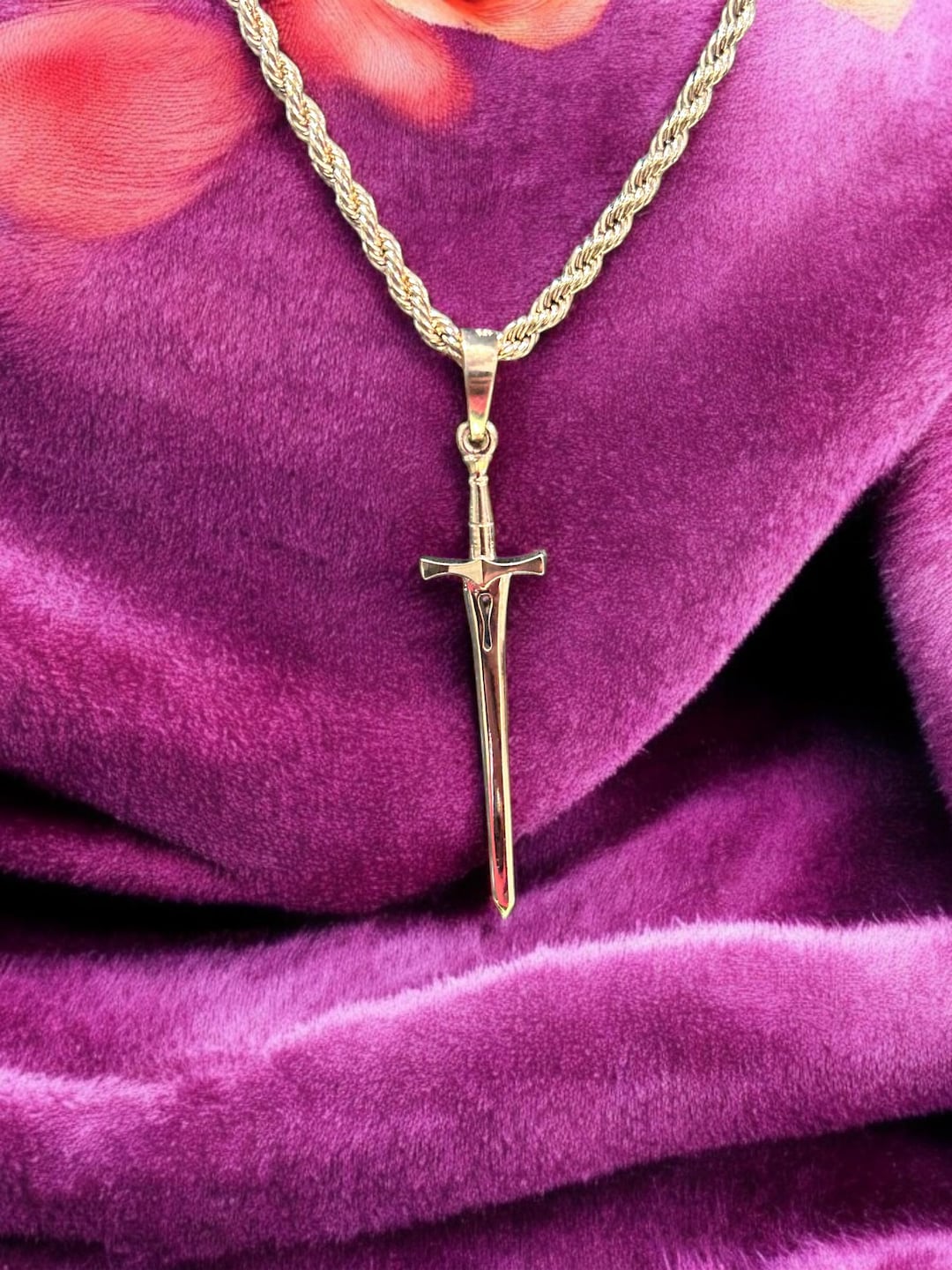 14k Solid Gold Sword Pendant, 2.35 Grams 14k Solid Gold Unique Sword ...