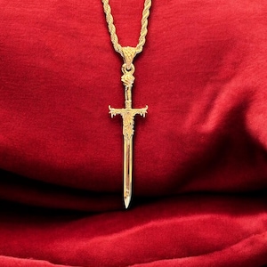 14k Solid Gold Sword Pendant, Unique Sword Pendant, Unisex Sword Gold ...