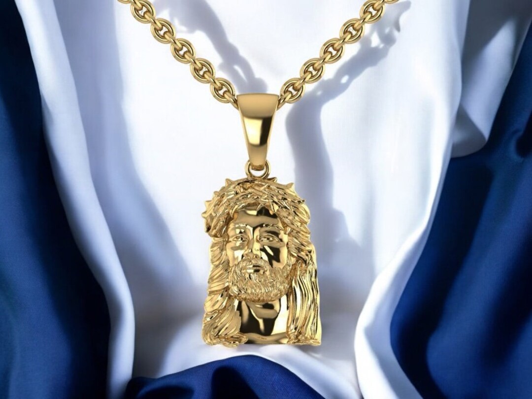 18K Solid Gold 3D Jesus Pendant, Solid Gold Jesus Pendant, Unisex Jesus ...