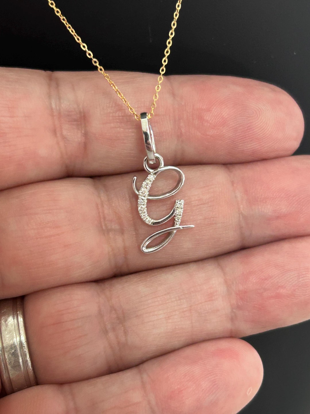Diamond Initial G Pendant, Letter G Diamond Initial, G Diamond Initial ...