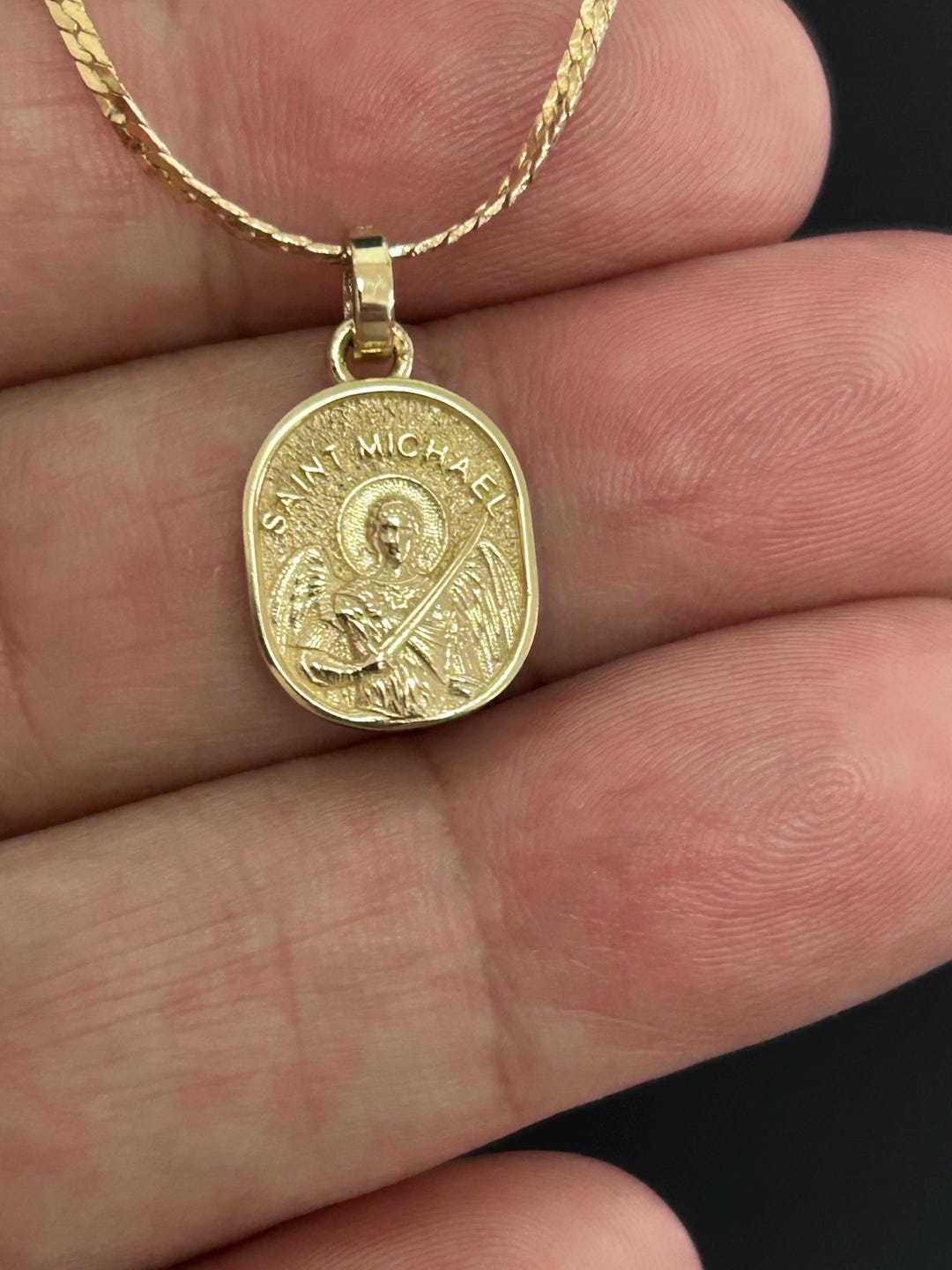 Dainty 14k Solid Gold Saint Michael Pendant – Religious Charm Gift - Etsy