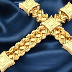 14k Solid Gold Cross Pendant, Unique Design Gold Cross Pendant, Unisex ...