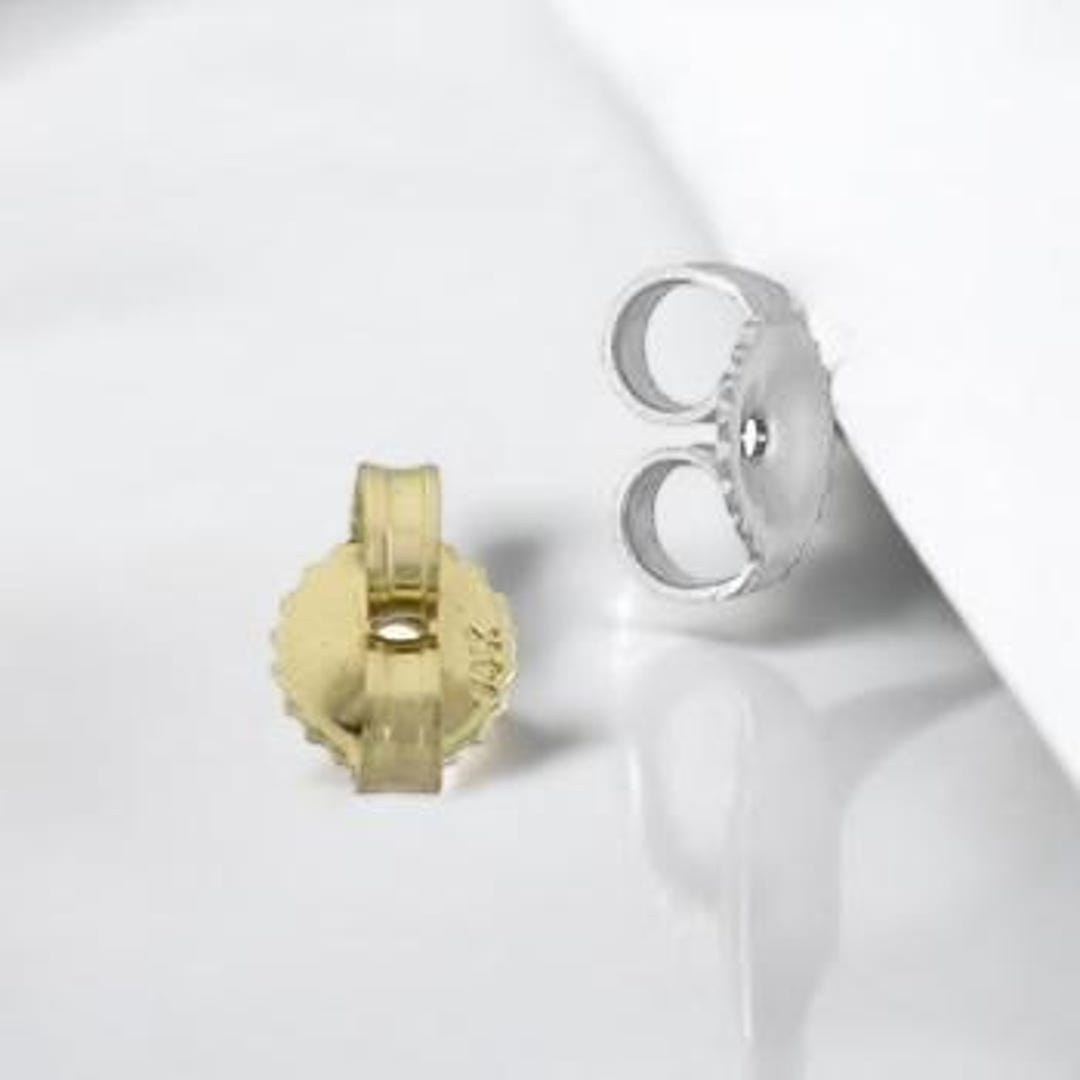 14k Solid Gold Ridged Edge Earring Ear Nut Backing, 14k Gold Spare Push ...