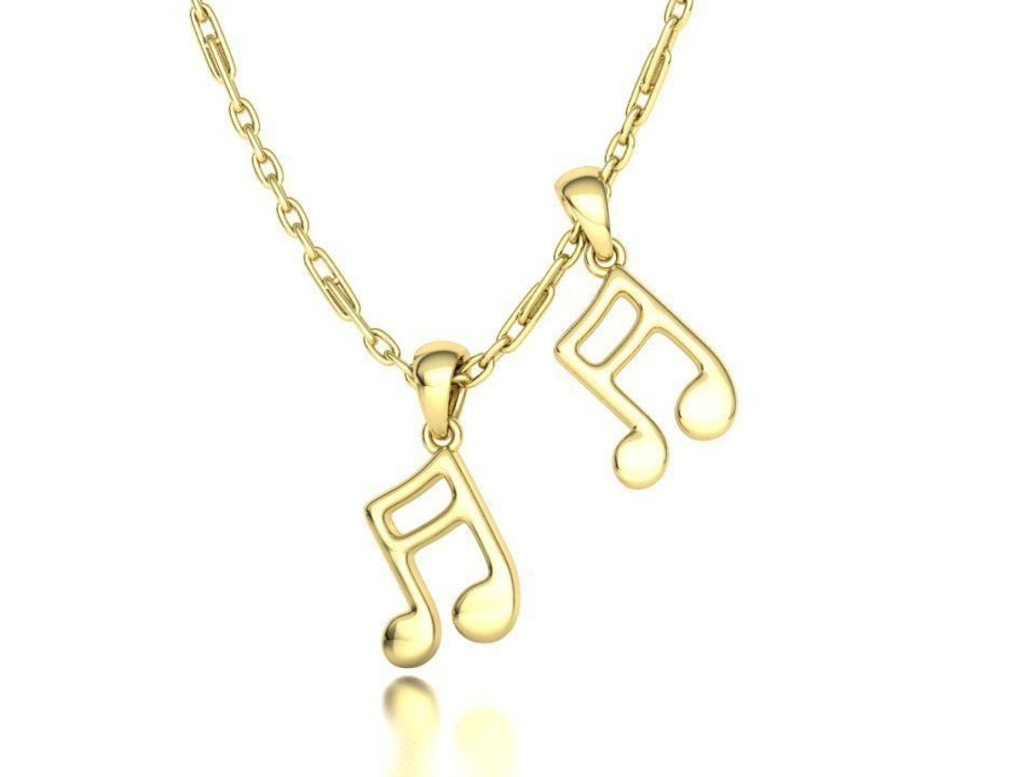 14K Solid Gold Music Note Pendant, Musical Note Pendant, Gift for Her ...